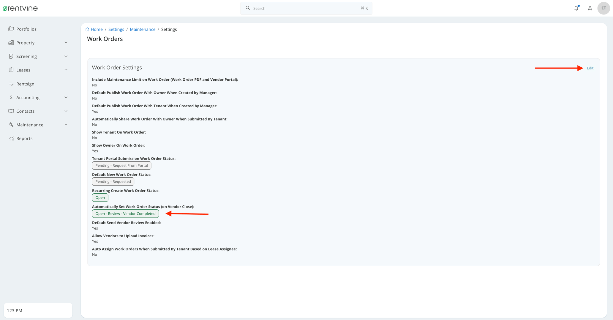 How To Set up Work Order Status (On Vendor Closing)